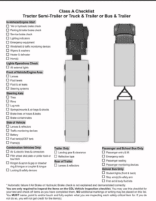 Pre Trip Inspection CDL Checklist in Sacramento, California
